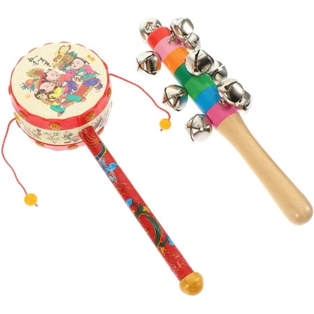 Wooden Jingle Hand Bells Shakers: Twist Rattle Monkey Drum Percussion ...