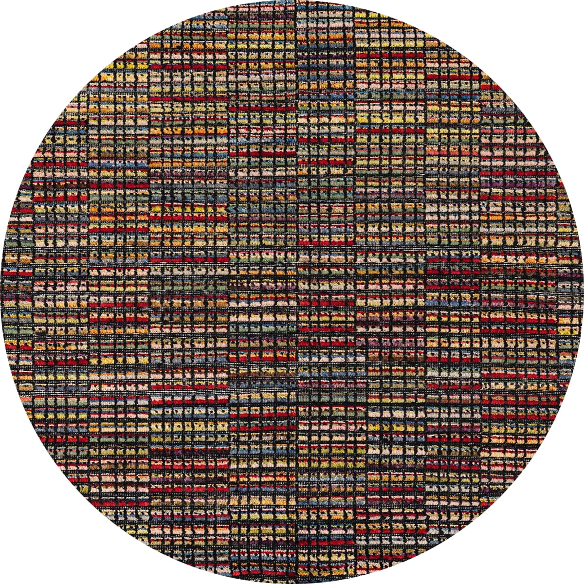 Ahgly Company Indoor Round Abstract Red Abstract Area Rugs, 6' Round ...