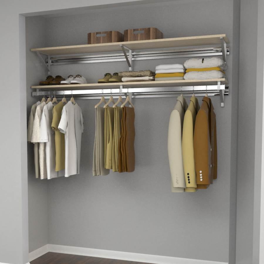 Closet System in Maple and Silver (72 in. W x 12 in. D x 24 in. H (61 ...