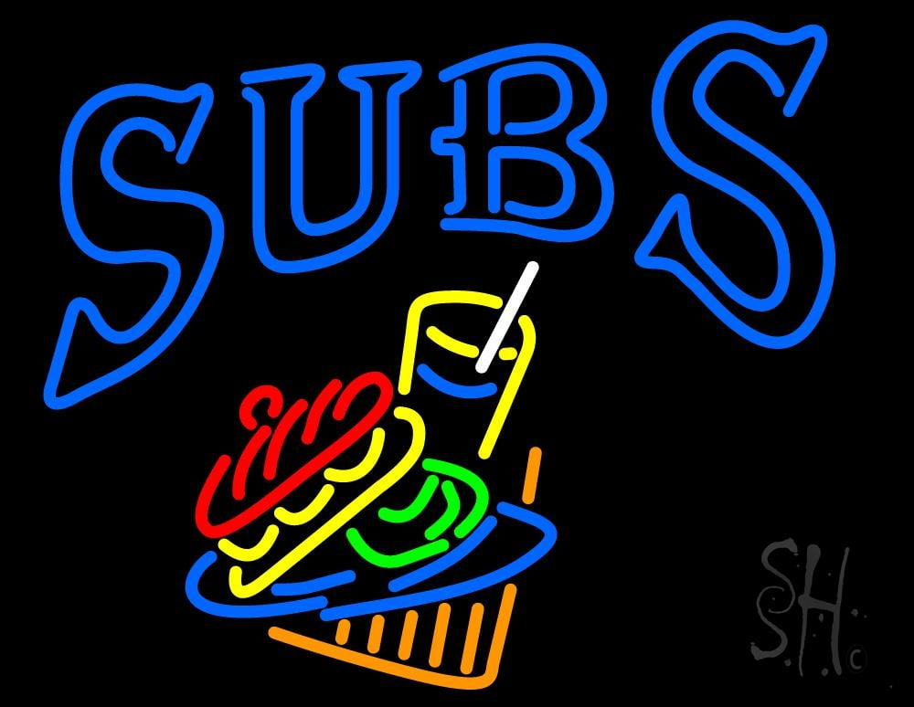 Blue Subs LED Neon Sign 24 x 31 - inches, Black Square Cut Acrylic ...