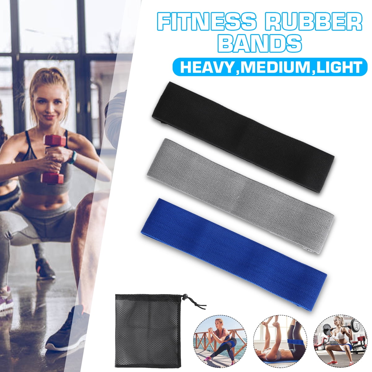 3PCS/Set Exercise Resistance Loop Bands Latex Gym Strength Training ...