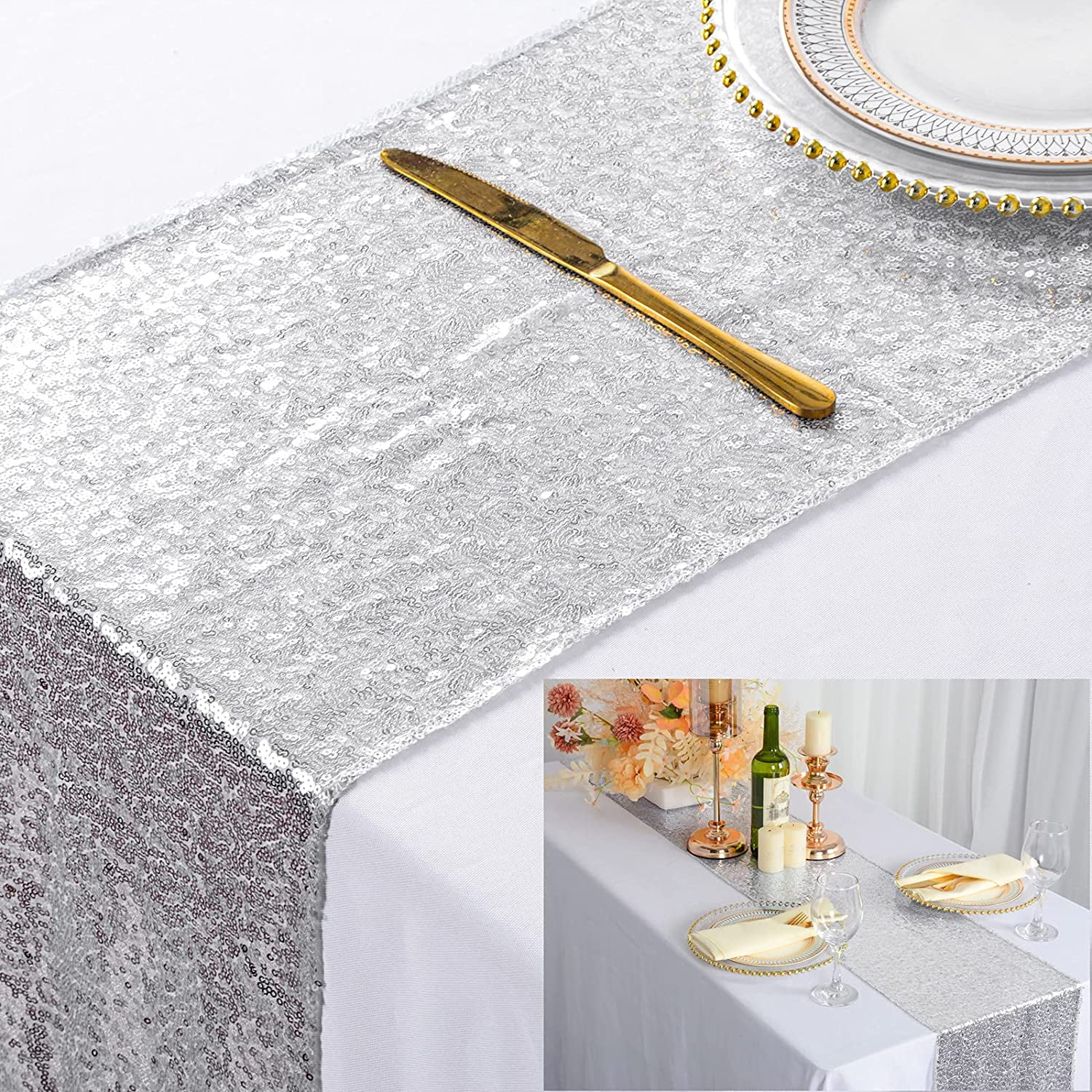 Zukuco Glitter Sequin Table Runners Home Decor Sequin Table Cloth ...