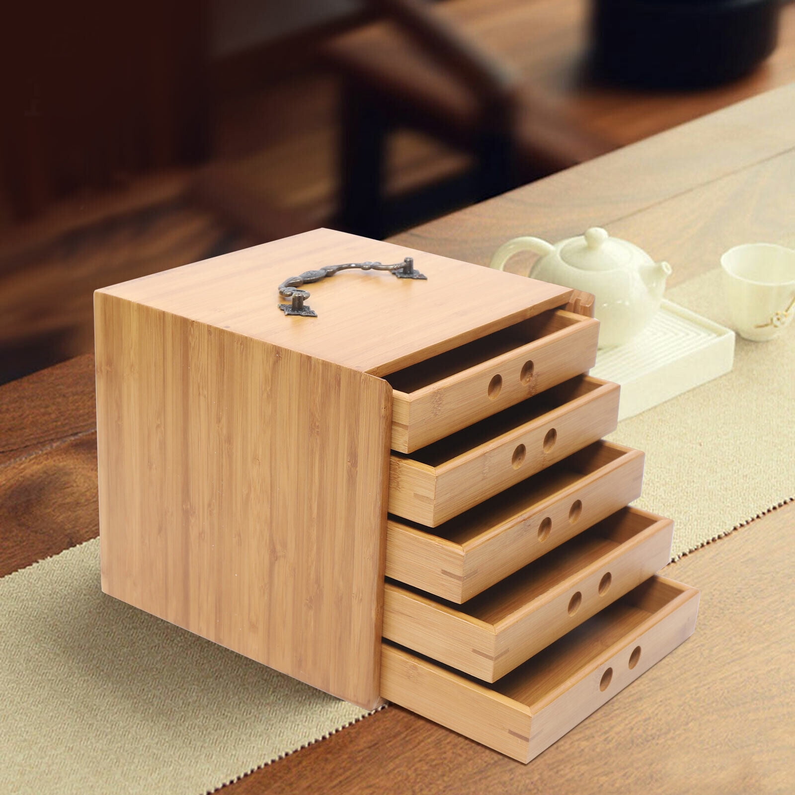 Bamboo Box Tea Cake Drawer 5 Layers for Pu'er Tea Brick Tea Cake ...