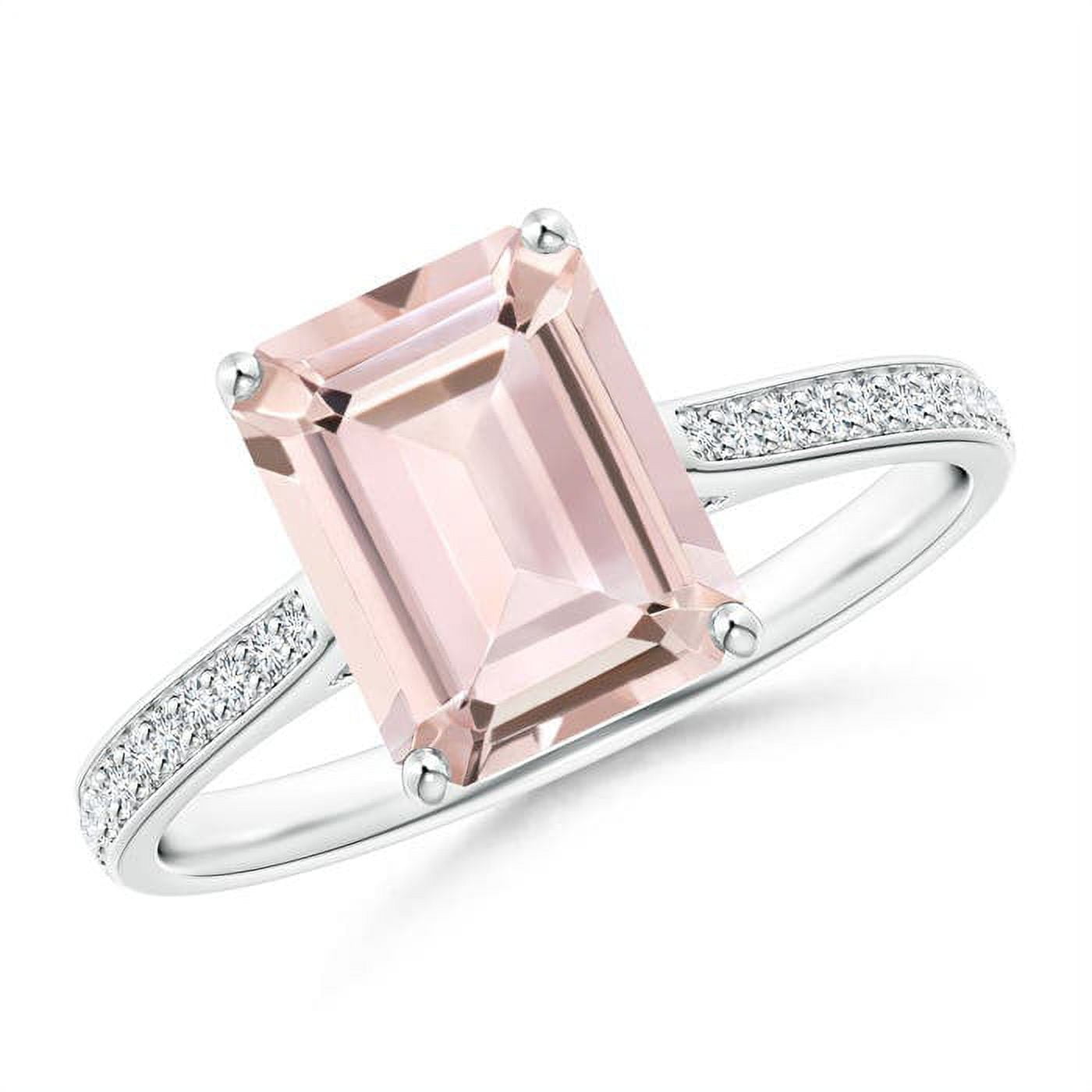 Angara Natural Emerald-Cut 2.05 ct Morganite Cocktail Ring with Diamond ...