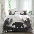 4 Piece Duvet Cover Set Queen, Retro Abstract Bear Silhouette Soft ...