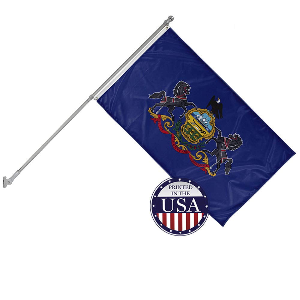 Pennsylvania State Flag And 6ft Flagpole With Wall Mounting Bracket pennsylvania-state-flag-and-6ft-flagpole-with-wall-mounting-bracket