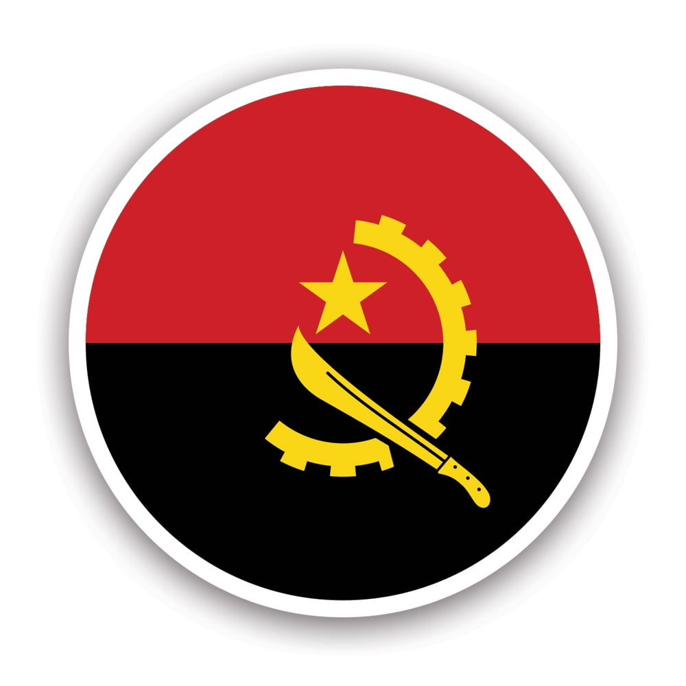 Round Angolan Flag Sticker Decal - Self Adhesive Vinyl - Weatherproof ...