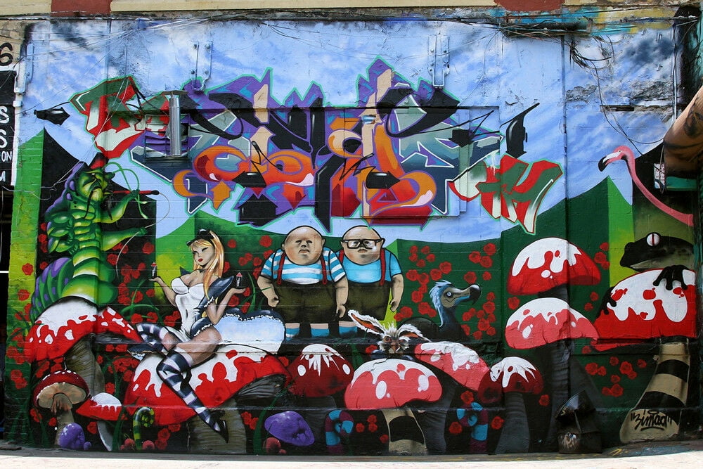 Alice In Wonderland Graffiti VI - CANVAS OR PRINT WALL ART - Walmart.com