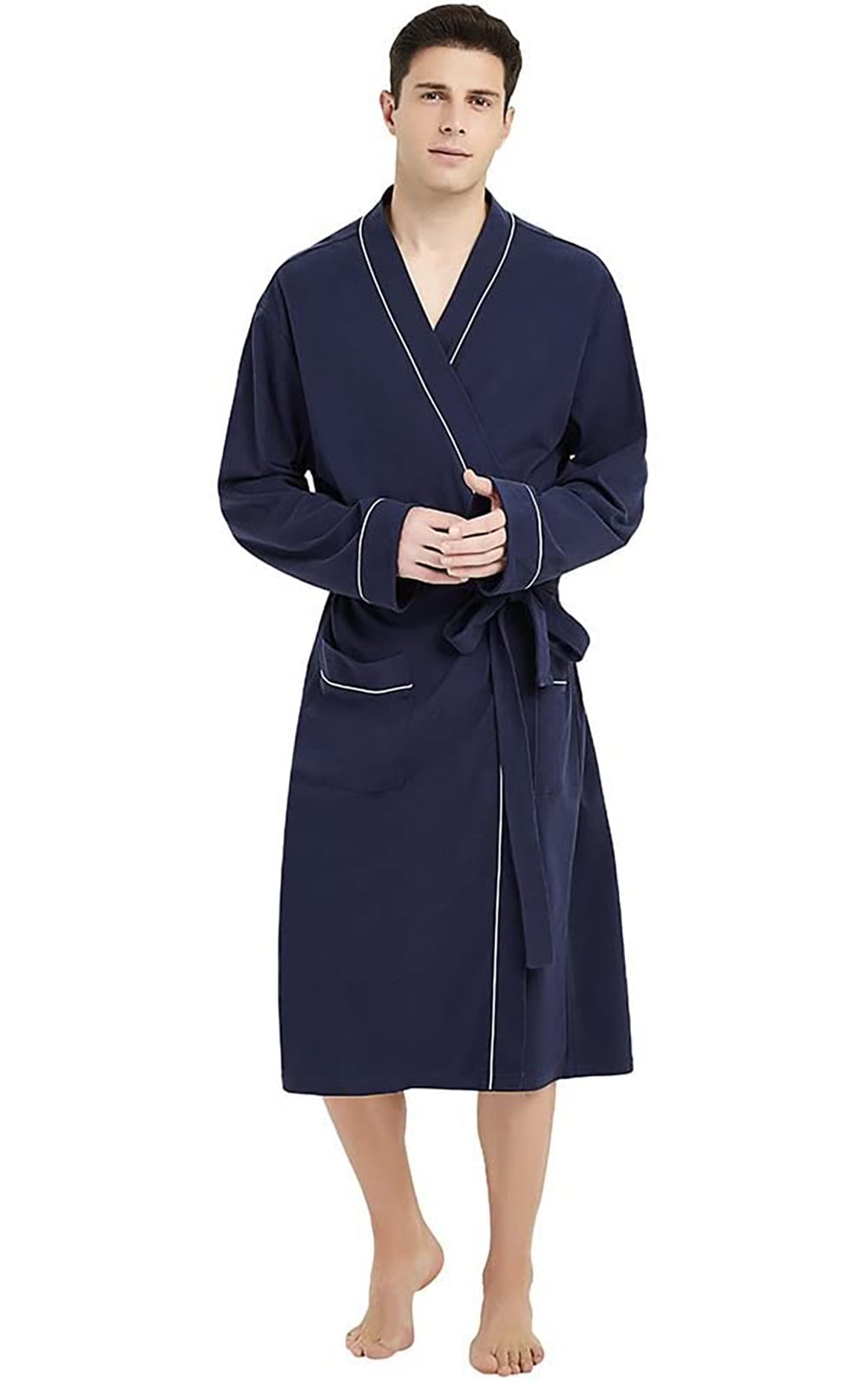 U2SKIIN Mens Cotton Blend Robes, Lightweight Soft Spa Knit Bathrobe for ...