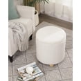 Adeco Velvet Vanity Stool with Storage, Modern Upholstered Round ...