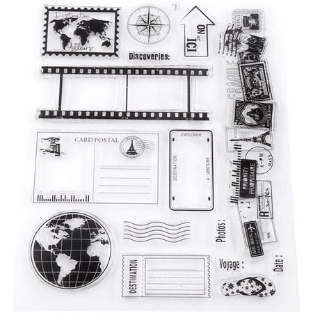 Silicone Earth Map Postcards Clear Stamp Transparent Rubber Clear Stamp ...