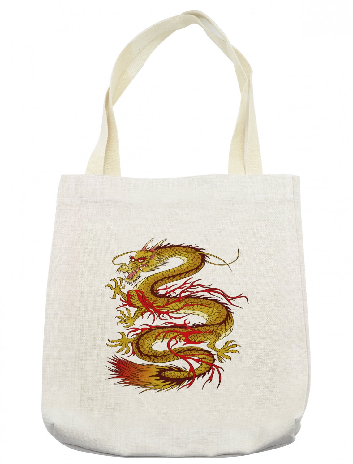 Japanese Dragon Tote Bag, Mythical Fiery Character Cultural, Cloth ...