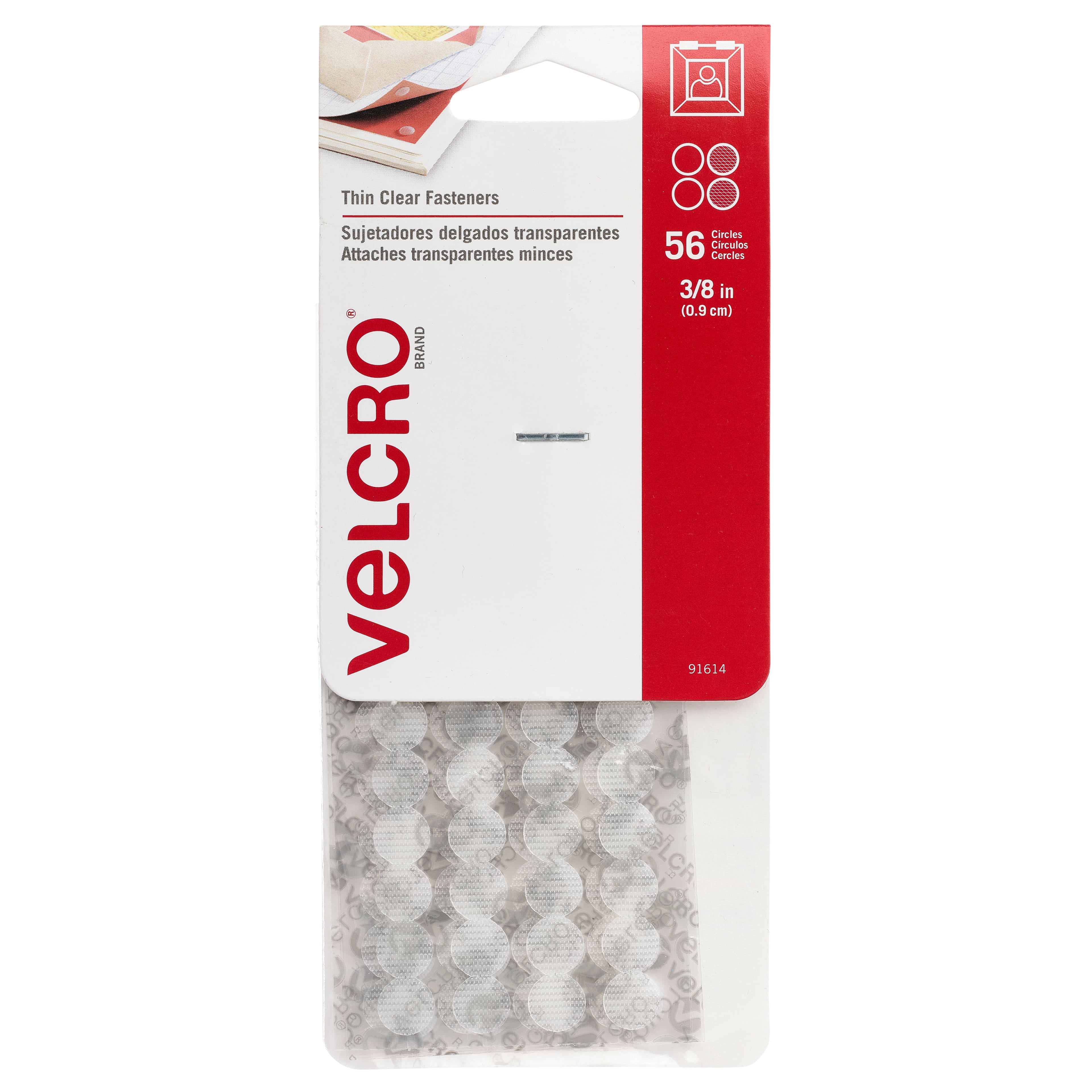 12 Packs: 56 ct. (672 total) VELCRO® Brand Thin Clear Fasteners ...