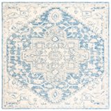 SAFAVIEH Micro-Loop Braylon Traditional Floral Wool Area Rug, Blue ...