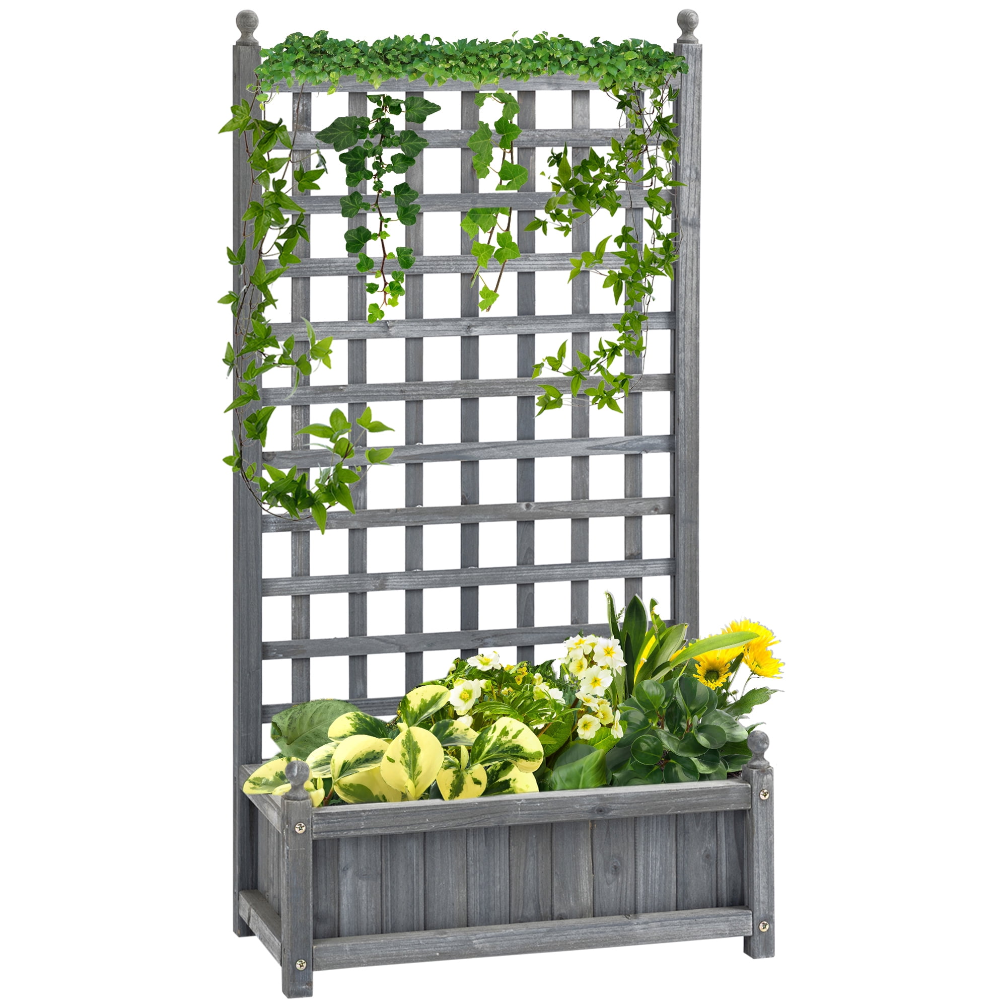Click here for Outsunny Raised Garden Bed With Trellis Wood Garde... prices