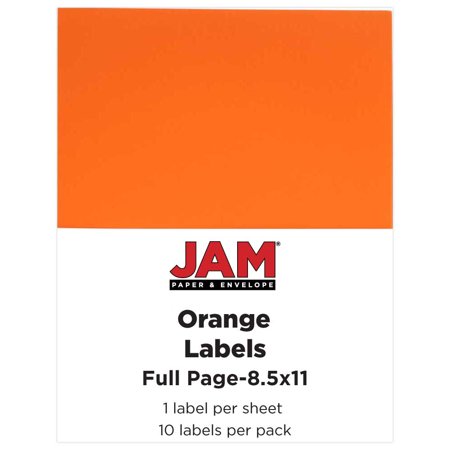 JAM Shipping Labels, Full Page Sticker Paper, 8 1/2 x 11 , Orange, 10 ...