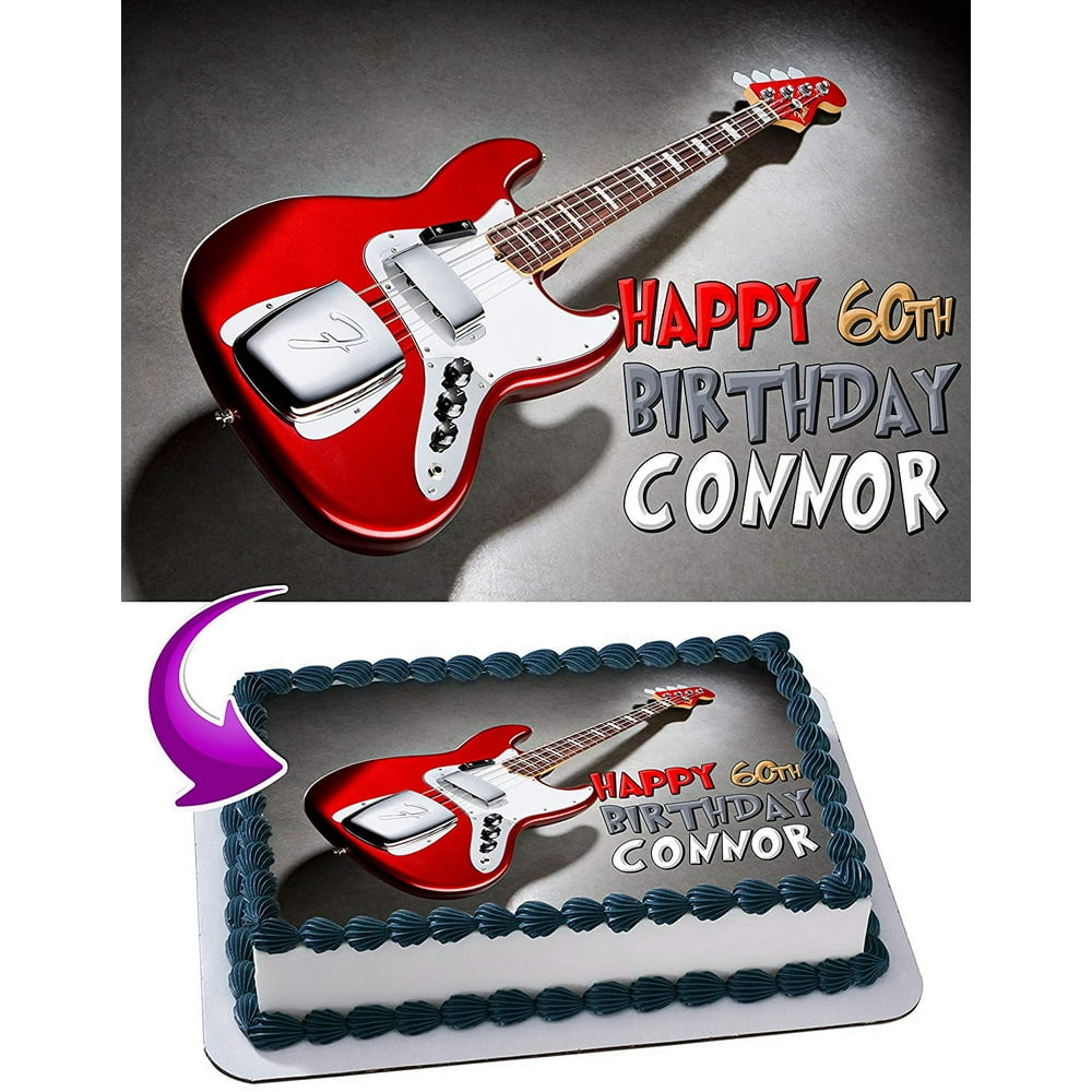 Electric Guitar Edible Cake Image Topper Personalized Picture 1/4 Sheet ...