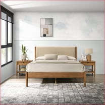 4 Pieces Bedroom Furniture Set, Farmhouse Bed Frame with 2 Nightstands ...