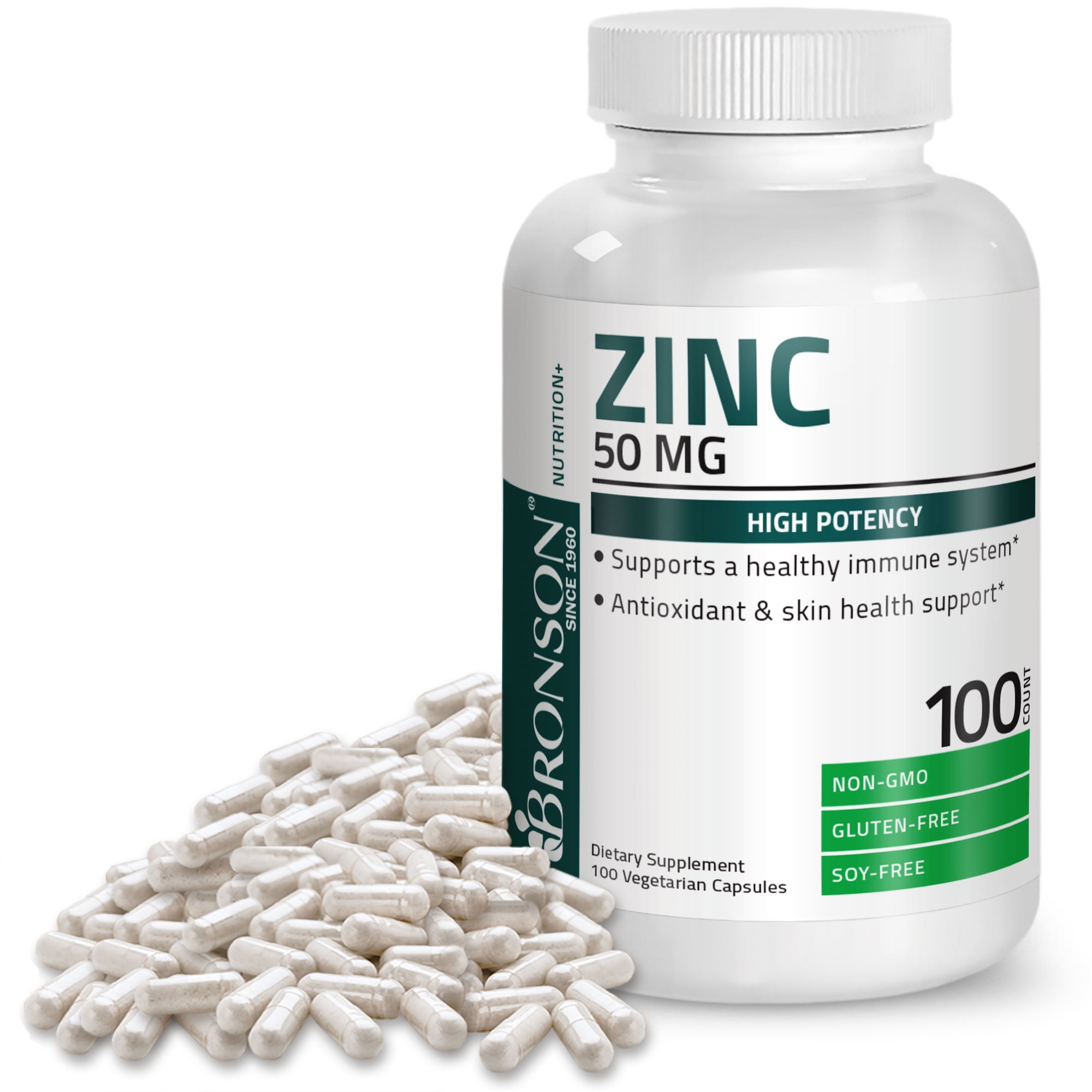 Bronson Zinc 50 mg, High Potency Immune Support & Antioxidant and Skin ...