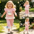 Bainana Outfit Set For Girls Kids Cartoon Print Ruffled Sleeve Tops And ...