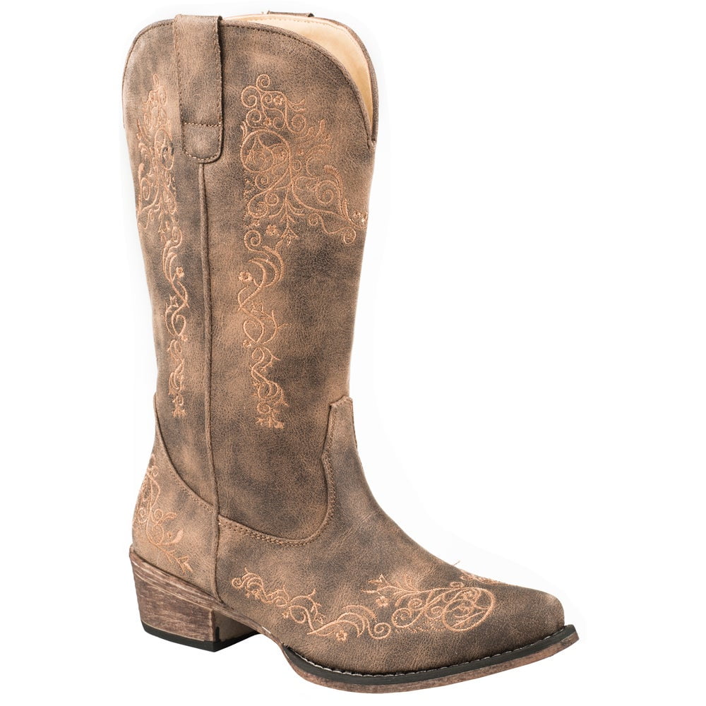 Roper - Roper Riley Scroll Embroidery Snip Toe Womens Western Cowboy ...