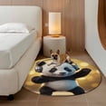 Panda Round Living Room Rugs 5 ft, Abstract Headphone Panda Shiny Light ...