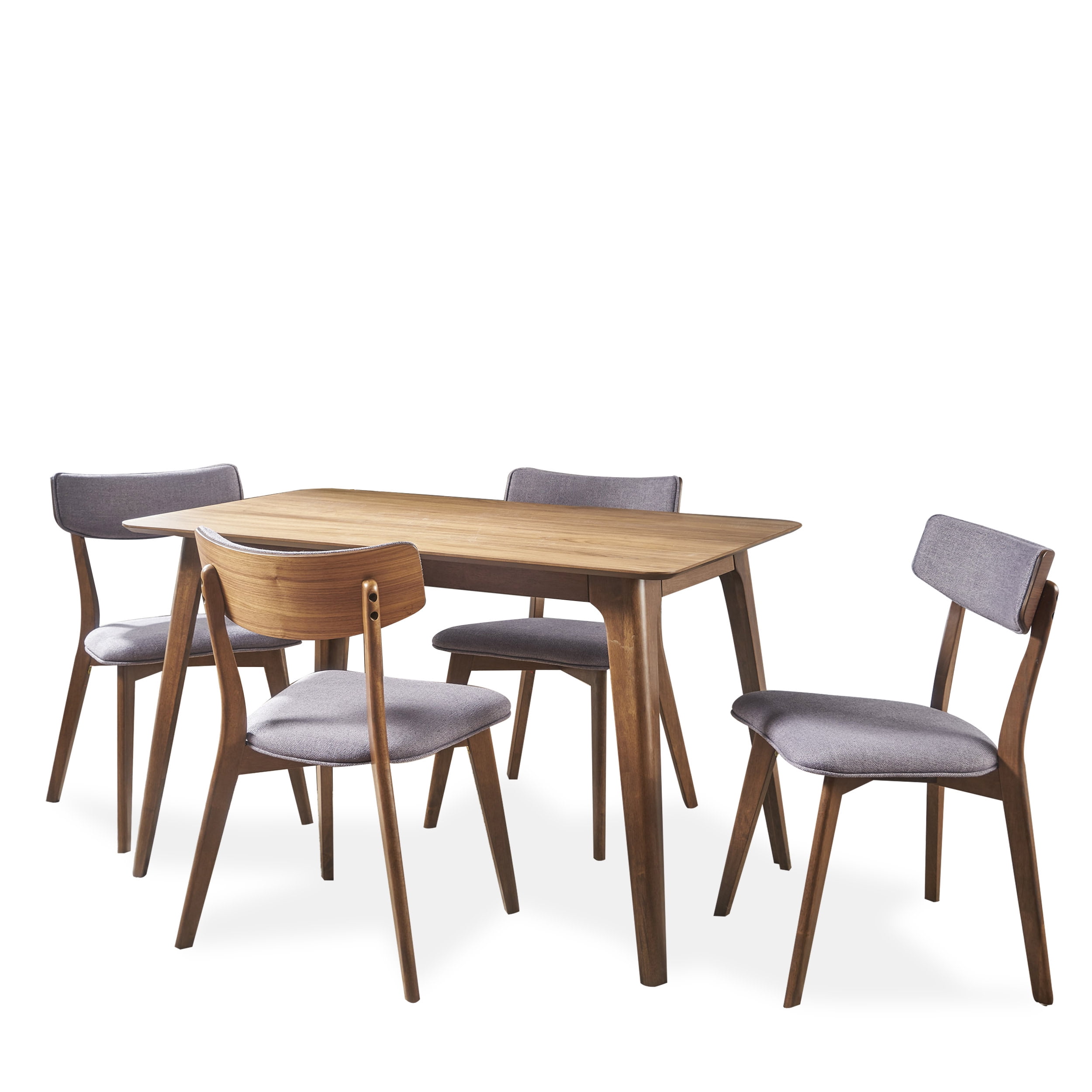 GDF Studio Leora Mid Century Modern Wood Fabric Upholstered 5 Piece ...