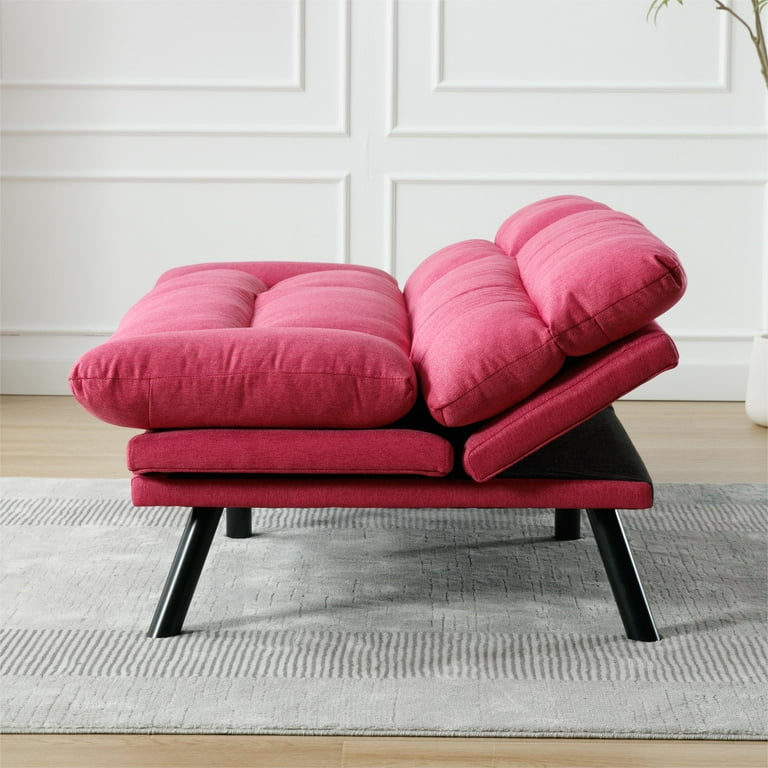 Memory Foam Futon Convertible Futon Sofa Bed with Adjustable Armrests Upholstered Futon Couch Sleeper Sofa for Compact Small Space Rose Red Walmart