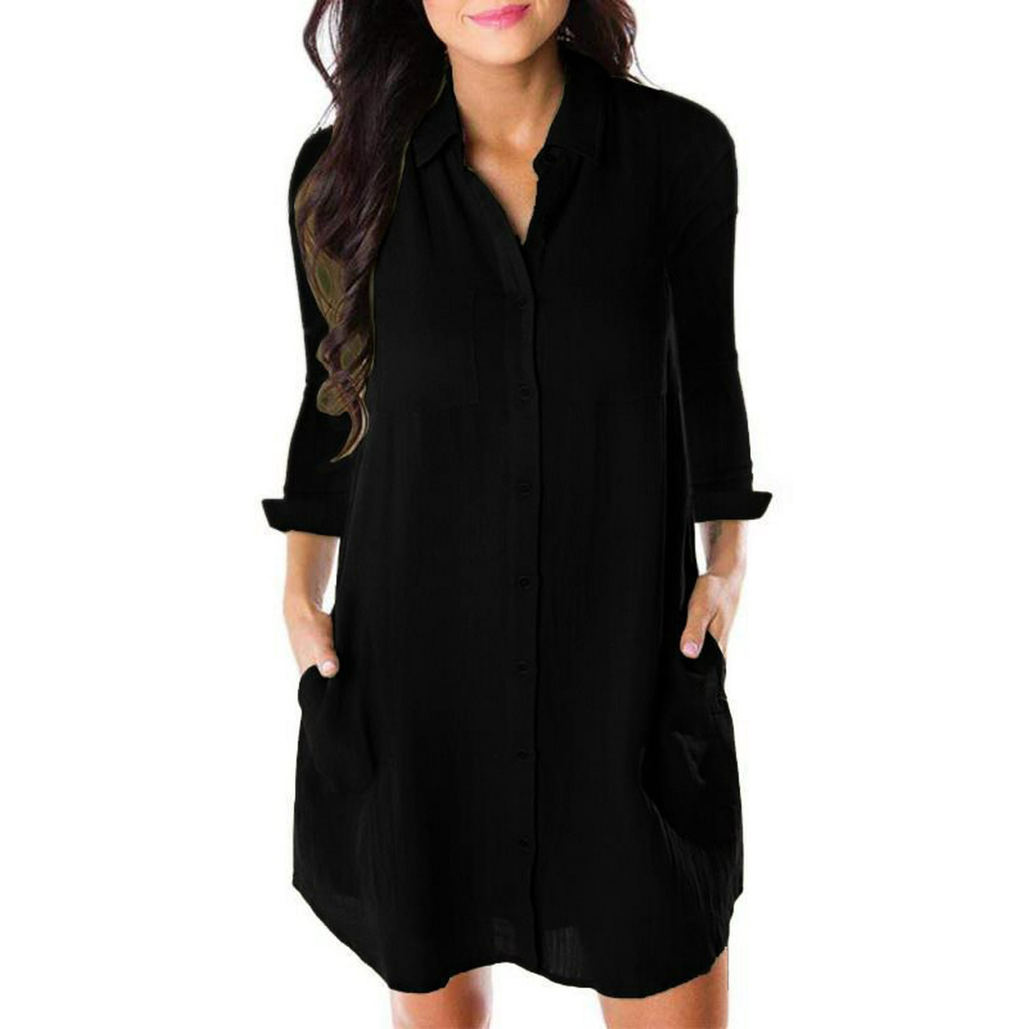 Click here for Owsoo Autumn/Winter -Length Solid Color Pockets Lo... prices