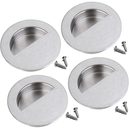 XYCCA 4 Pieces Recessed Door Handles 60mm Stainless Steel Round Flush ...