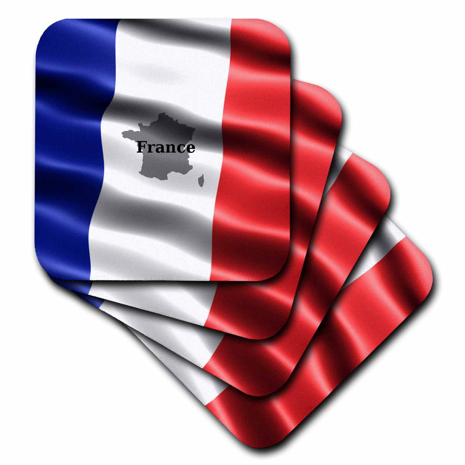 French Flag Design set of 4 Coasters - Soft cst-204483-1 - Walmart.com