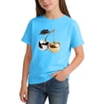 Blue Metallic Cherry Graphic Tee for Kids Girls Short Sleeve Soft Knit ...