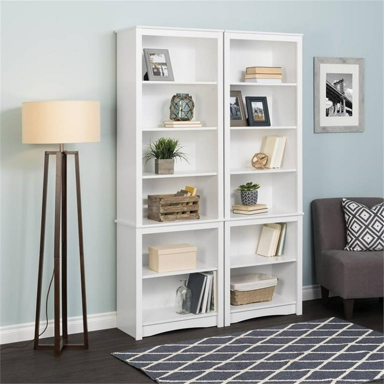 Pemberly Row Tall Contemporary 6 Shelf Bookcase in White