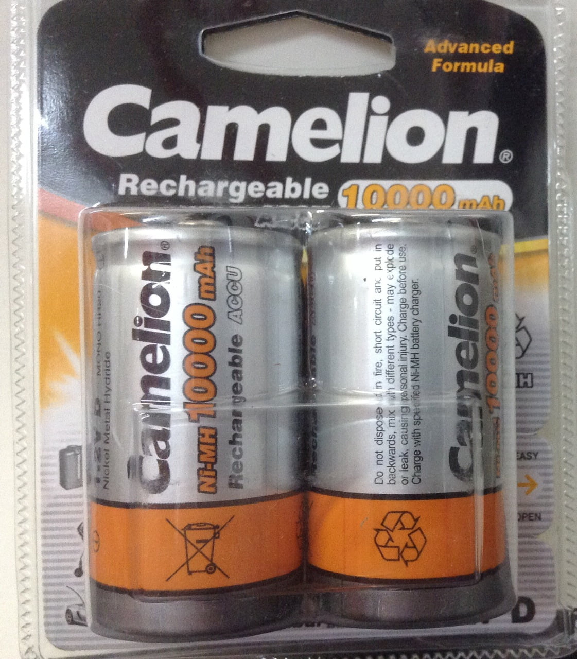 Camelion Advanced Formula D Rechargeable NiMH Batteries 10,000mAh 2 ...