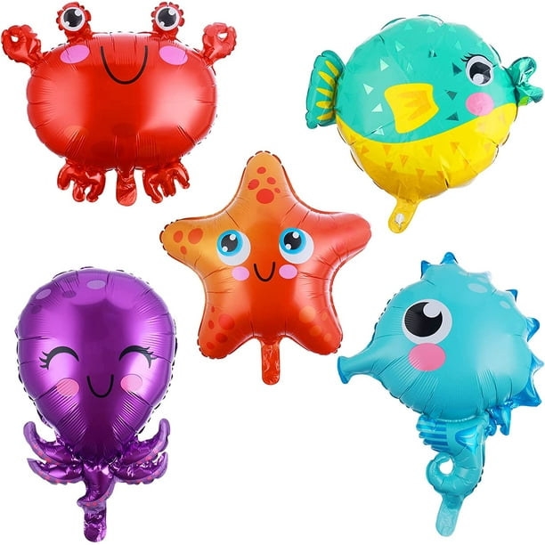 Heytea 5 Pieces Sea Animals Balloons, Under The Sea Party Decorations ...