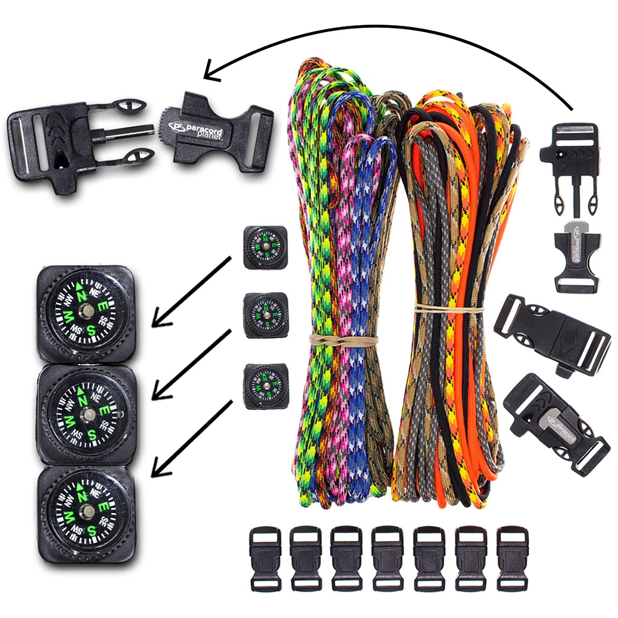 Paracord Planet - Paracord Bracelet Kit - Fire Starter Buckle, Whistle ...