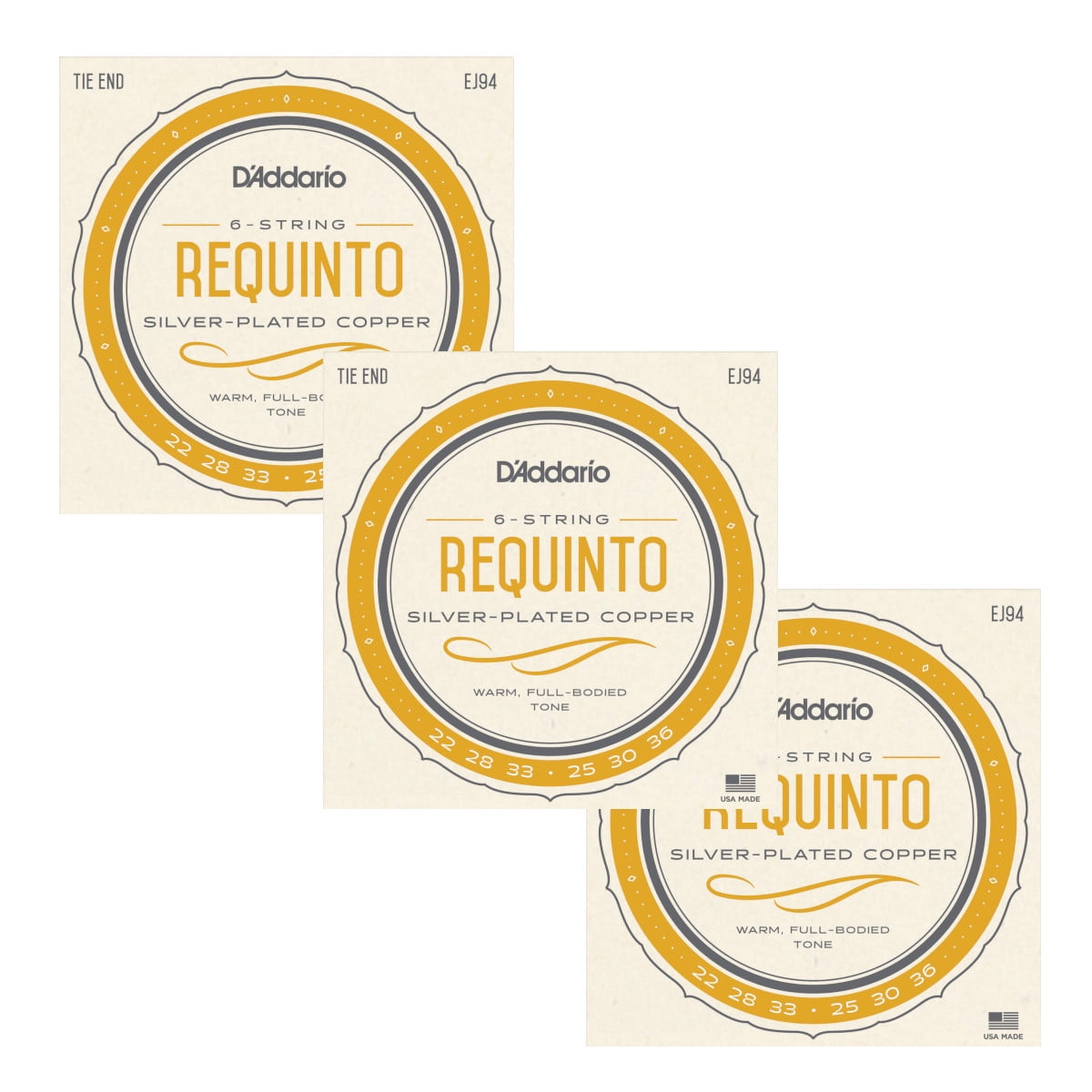 Requinto Cuerdas de D'ddario String Set - 3 Sets - Juego de 6 Cuerdas ...