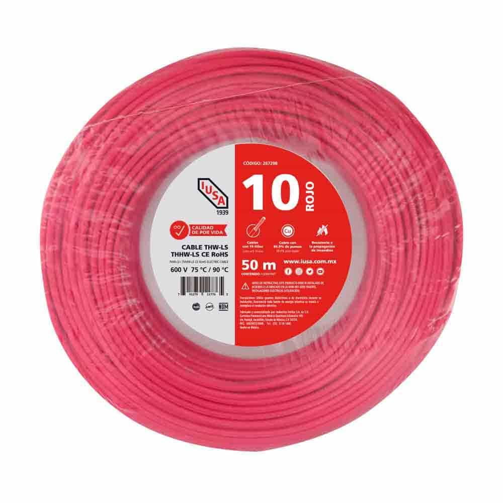 Cable Calibre 10 awg rojo 50 m Iusa THW-LS/THHW-LS CE RoHS | Bodega ...