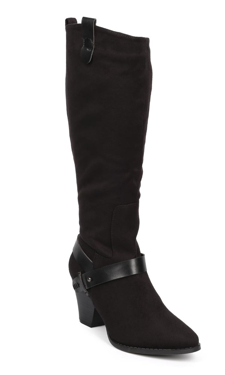 Wild Diva DD76 Women Knee High Suede Belted Almond Toe Cowboy Boot ...