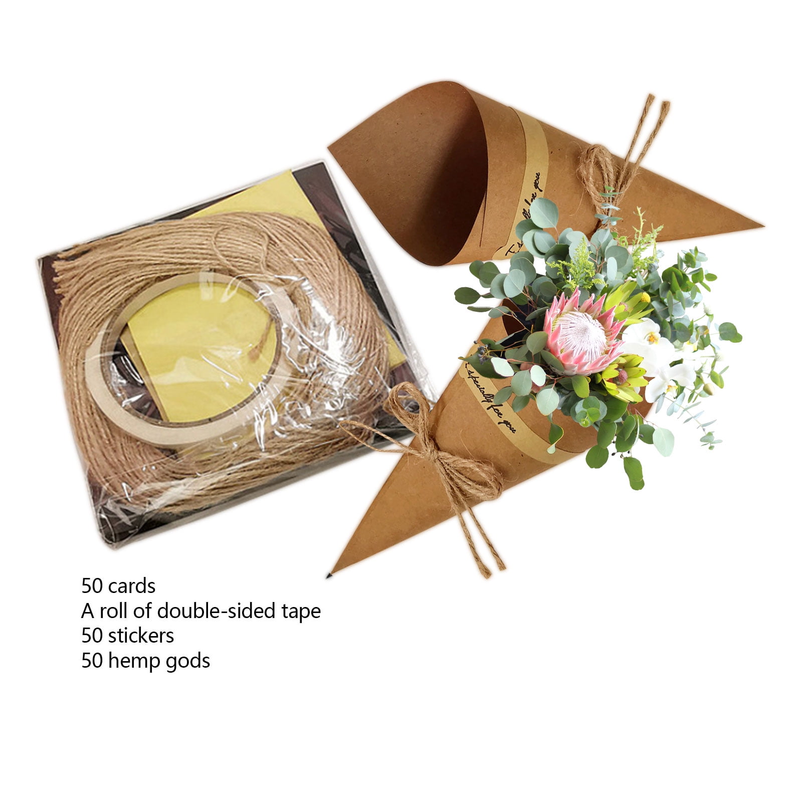 Kraft Paper Bouquet Packaging Paper Flower Tube Durable Greeting Card ...