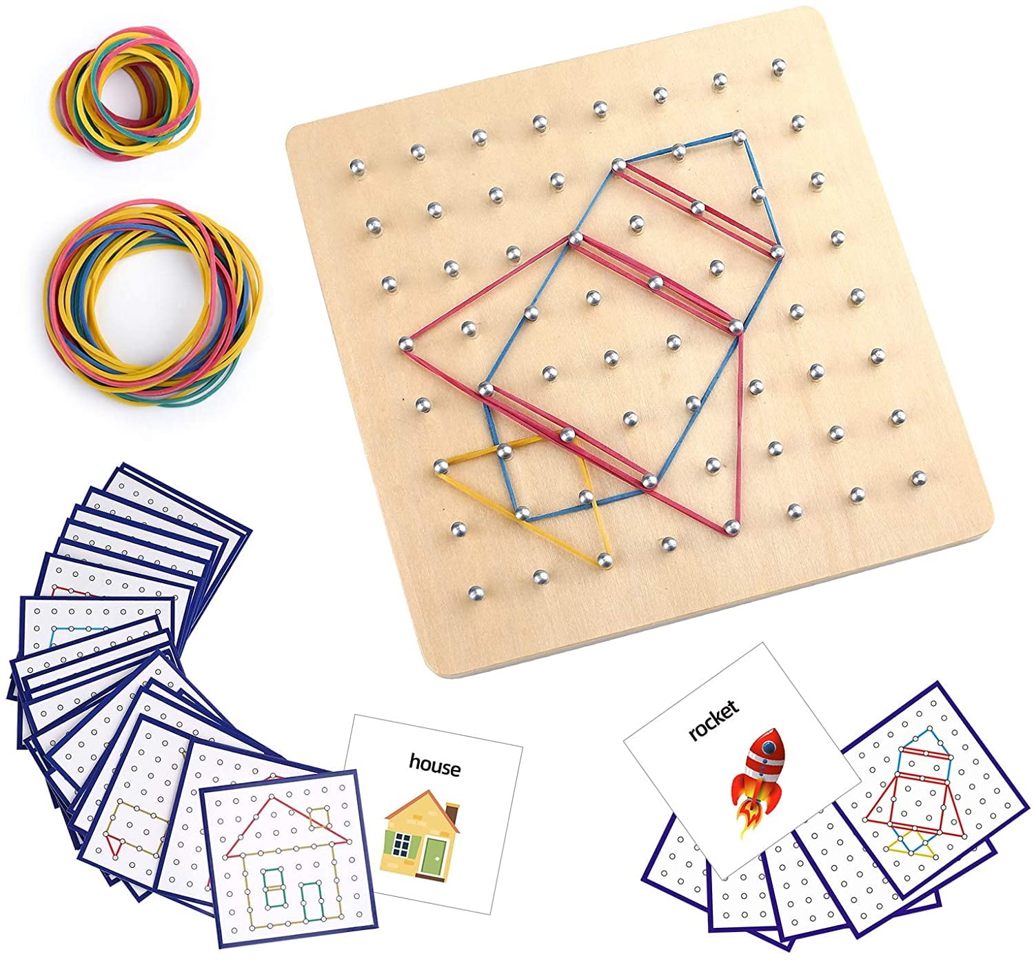 Thoth Montessori Geoboard de madera Matriz de materiales manipulativos ...