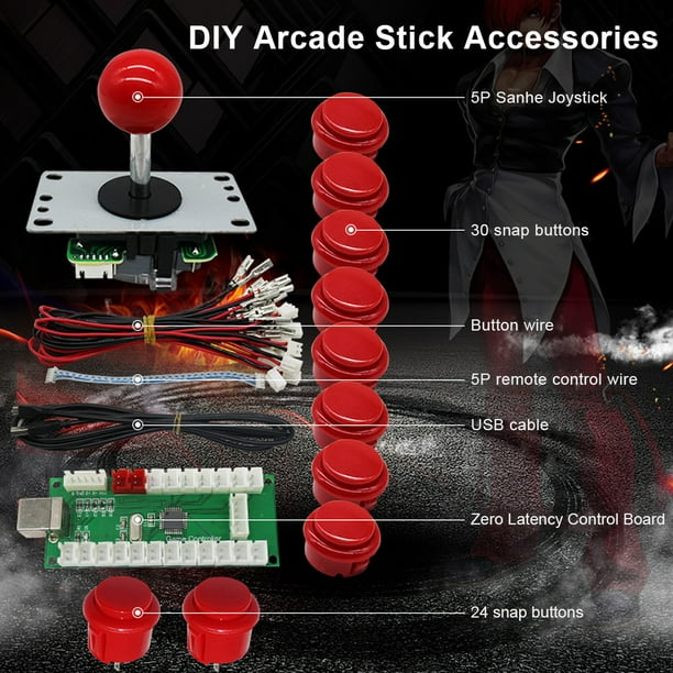 Arcade Joystick Replaced Part Gaming Buttons Compact Cables ...
