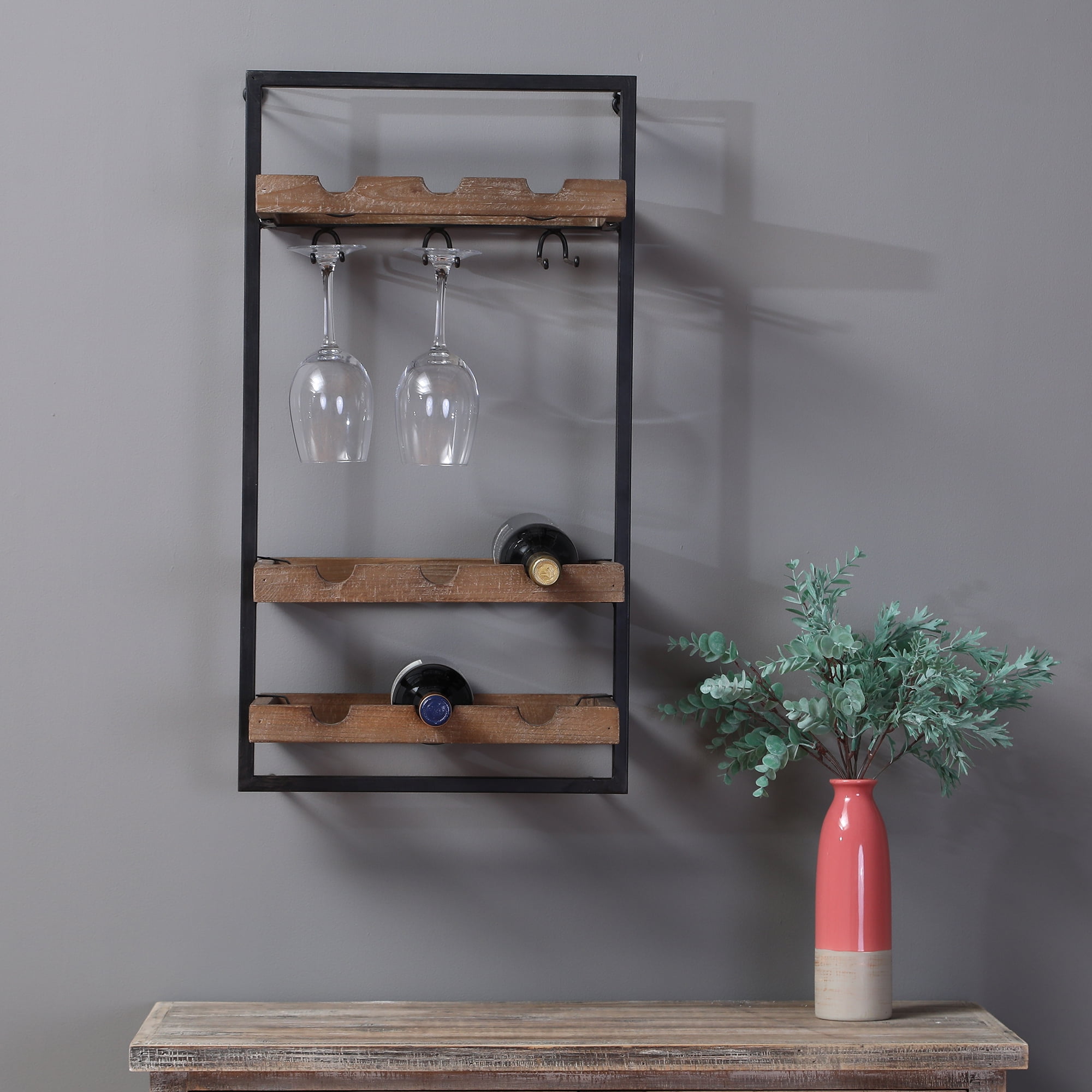 Wall-Mounted Wooden Wine Rack - Walmart.com