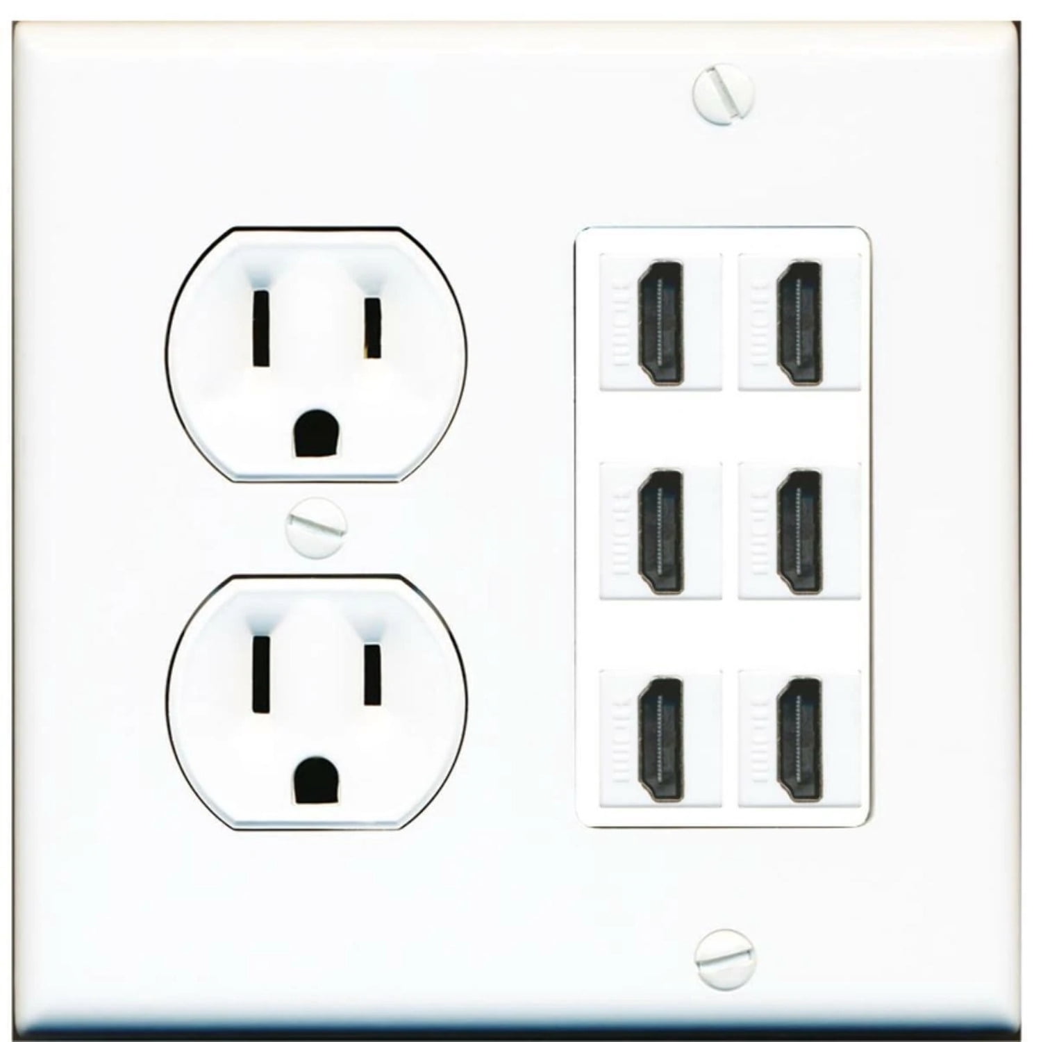 Ultra Spec Cables 15 Amp Round Power Outlet 6 Port HDMI A/V Wall Plate ...