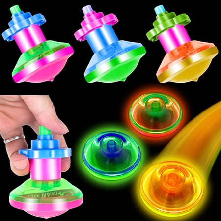 HTOOQ 15 Pack Light Up Spinning Tops for Kids LED Gyro Flashing ...