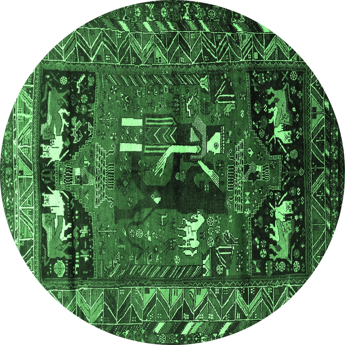 Ahgly Company Indoor Round Animal Emerald Green Traditional Area Rugs ...