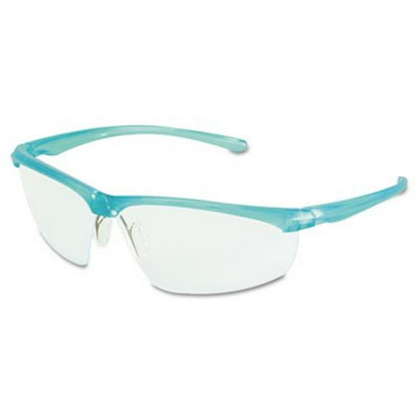 Refine 201 Safety Glasses, Wraparound, Clear AntiFog Lens, Teal Frame ...