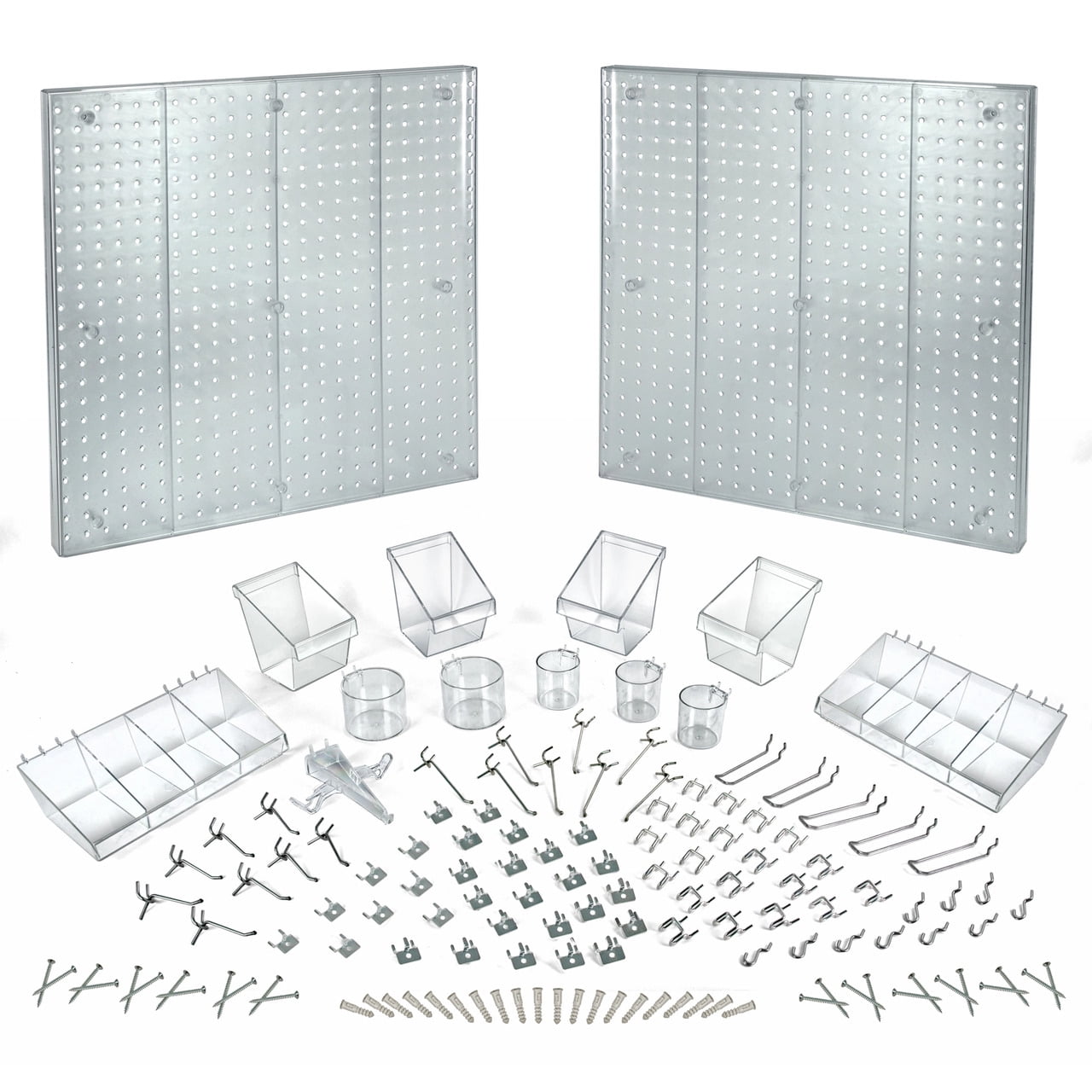 Azar Displays 900988-CLR Clear 125-Piece Pegboard Organizer Kit (2 - 24 ...
