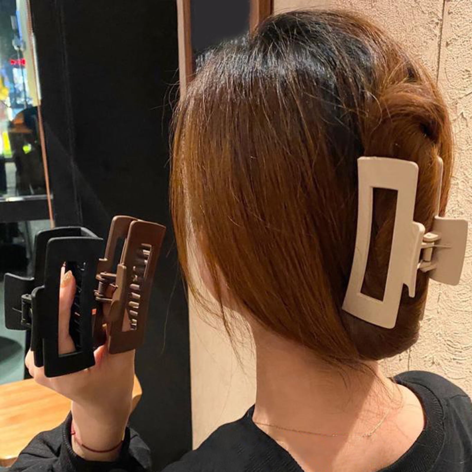 Honrane Women Hair Claw Hollow Out Oblong Shape with Teeth Anti-falling ...