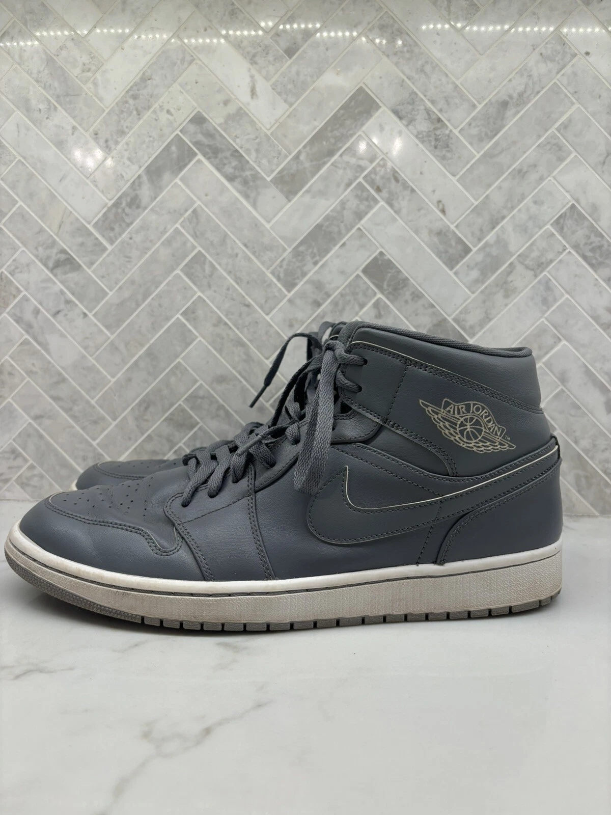 N I-K-E A i r-Jor-dan 1 Mid Cool Grey Mens 12 Basketball Sneakers Shoes ...